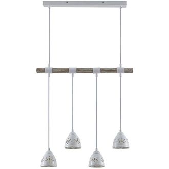 Lindby Suspension à intensité variable Pimana en bois pour salon & salle à manger
