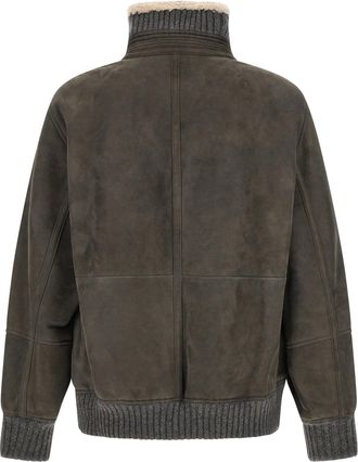 Brunello Cucinelli Shearling-Lined Lambskin Jacket - gray