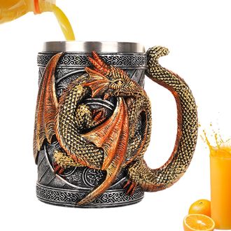 Generic Mythische Drachentasse - Drachen-Kaffeetasse, Drachen-Kaffeetasse | Fantasy-Drachen-Trinkgeschirr, 590 ml, neuartiger Drachen-Bierkrug, Edelstahl-Kaff