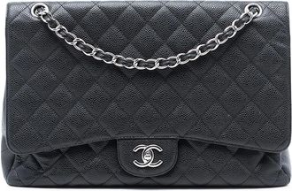Chanel Hobo Bags - Maxi Classic Caviar Single Flap - Gr. unisize - in Schwarz - f&uuml;r Damen