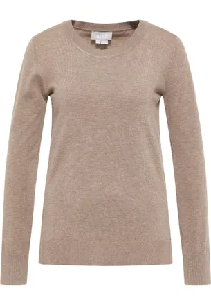 Usha Rundhalspullover Damen Taupe