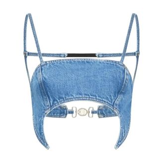 Marine Serre Denim Harness Top - - Tops - Damen - Blau - XS
