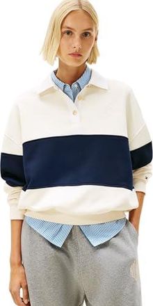 Tommy Hilfiger Gold BTN Rugby Fleece Swtsrt Ww0Ww48785 Sweat-Shirt &agrave; Enfiler, Beige (Calico), S Femme