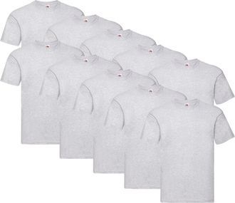 Fruit Of The Loom Herren Original T. T-Shirt (10er Pack), Farbe:10x Grau + 1 HL Kauf Notizblock, Gr&ouml;&szlig;e:5XL