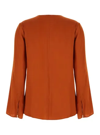 Jucca Silk V-Neck Blouse - Orange