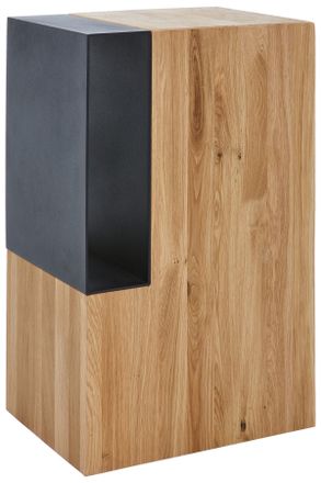 Valnatura Beistelltisch, Schwarz, Eiche, Holz, Metall, Eiche, massiv, rechteckig, Sockel, 28x60x38 cm, Stauraum, offenes Fach, einfacher Aufbau, Wohnzimmer, Woh