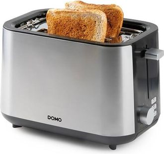 Domo DO966T Toaster - Für 2 Toasts - 3 Funktionen: rösten, auftauen, abbrechen - 7 Temperaturstände - Kabelaufbewahrungsfach - 900 W - Edelstahl