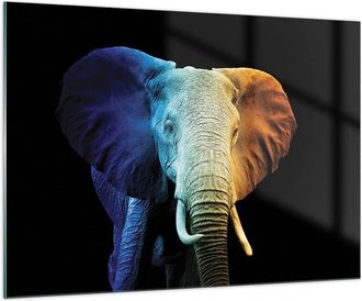 Arttor Bilder auf Glas 100x70cm Glasbild Bunt Elefant Fotografie Groß Wanddeko Bild im Glas Schlafzimmer Küche Deko Wandbilder Dekoration Wohnzimmer Modern W