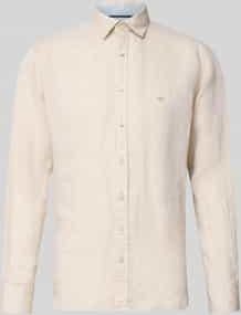 Fynch-Hatton Slim Fit Leinenhemd mit Haifischkragen