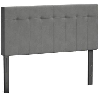 HOMCOM Kopfteil 3-Fach h&ouml;henverstellbar Bettkopfteil mit Metallbeinen gesteppt Polsterkopfteil mit Samtoptik f&uuml;r Schlafzimmer 140 x 10 x 106/116/126 cm Grau