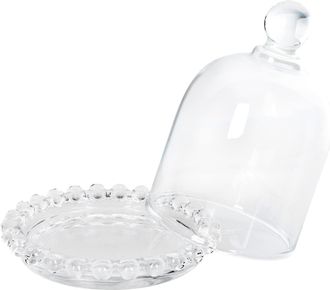 Angoily Mini Kuchenglocke Glas Tortenglocke Kuchenst&auml;nder K&auml;seglocke mit Keramik Teller Torten Lebensmittel Rose Glashaube Gastgeschenk Box f&uuml;r Hochzeit Torte