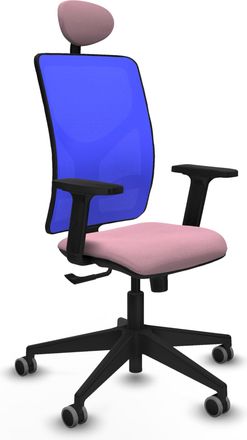 Piqueras y Crespo Computerstuhl mit 2D-Armen, h&ouml;henverstellbarer Lendenwirbelst&uuml;tze und festem Kopfteil, ausgestattet mit 3 Positionen, Blau/Rosa