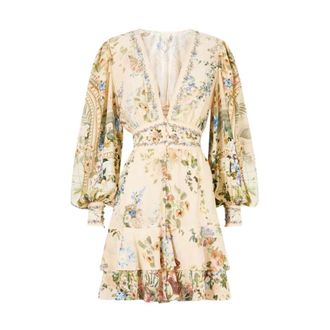 Camilla Femme, Robes, Multicolore, Taille: 38 FR Robe &agrave; volants boutonn&eacute;e