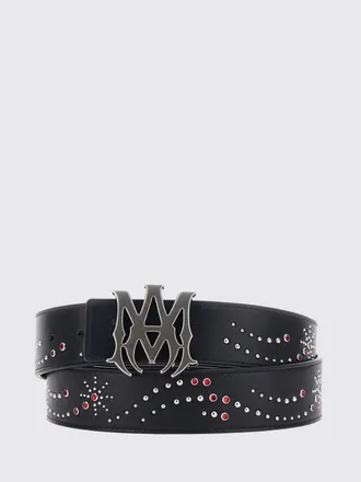 Amiri Ceinture en cuir clout&eacute; avec boucle monogramme &eacute;maill&eacute;e