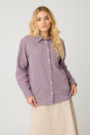 Knowledge Cotton Apparel Damen vegan Hemd Relaxed Check Rosa Kariert