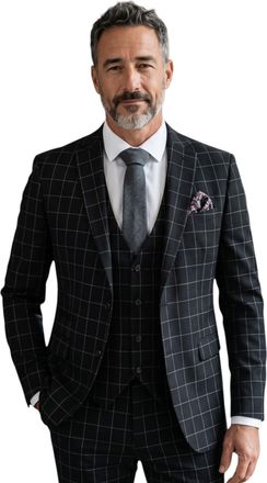TruClothing Herren BlackMens karierter 3-teiliger formeller Arbeitsanzug mit ma&szlig;geschneiderter Passform - IM3