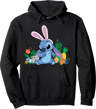 Disney Stitch Easter Bunny Ears & Eggs Tropical Spring Pals Pullover Hoodie