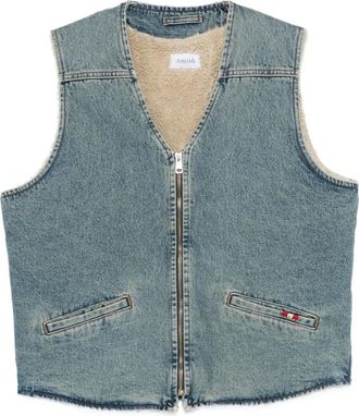 Amish gilet en jean à fermeture zippée - Bleu