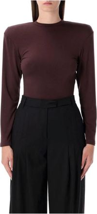Magda Butrym Femme, Tops, Brun, Taille: 36 FR Long Sleeve Crew Neck Top