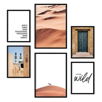 Nacnic Ensemble de 6 affiches photographiques du d&eacute;sert marocain - Images sauvages du pays marocain. D&eacute;coration murale pour la maison - Tailles A4 et A5. Non
