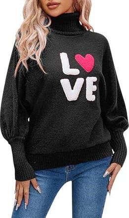 Generic Pull damour pour la Saint-Valentin - Grande taille - Haut &agrave; manches longues - Coupe ample - Doux et confortable - Imprim&eacute; coeur - Pull chaud pour femm