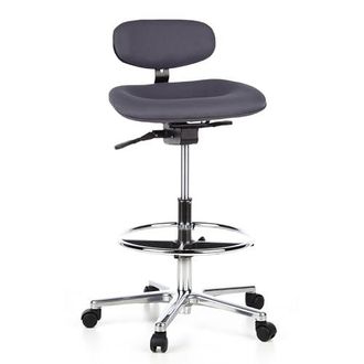 hjh OFFICE 608320 Chaise Haute de Travail Work MF Tissu Gris Anthracite Appuie-Fesses Siège pivotant avec Dossier & roulettes, Hauteur réglable