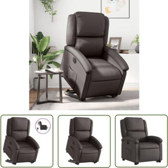 vidaXL Relaxsessel mit Aufstehhilfe Elektrisch Dunkelbraun Echtleder - Elektrostuhl - Relaxsessel - TV-Sessel - Ledersessel - Bequeme Sessel - The Living