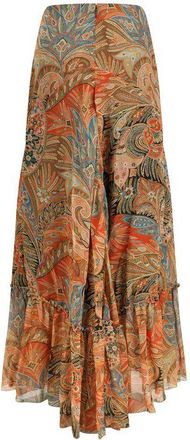 Etro Womens Multicolor Silk Long Skirt
