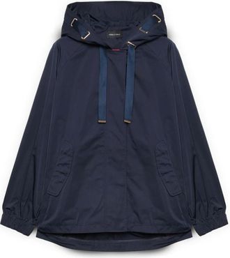 Fiorella Rubino Femme, Vestes, Bleu, Taille: 52 FR Parka &agrave; capuche et maxi cordon de serrage