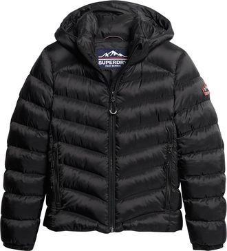 Superdry Damen Kapuzenjacke mit Fuji-Polsterung Jacke, Schwarz, 42