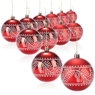 Com-Four 12x Weihnachtskugeln, Christbaumkugeln bruchsicher aus Kunststoff für Weihnachten, Baumschmuck für den Christbaum mit Anhänger