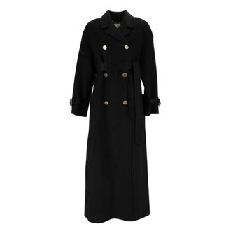 Elisabetta Franchi Doppelreihiger Mantel mit G&uuml;rtel - - Coats - Damen - Schwarzk - XS