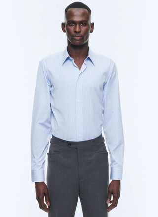 Fursac Chemise rayée à col droit en coton - Taille 37 - Homme