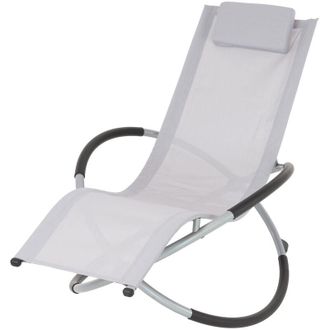 ECD Germany Ecd Germany - Schaukelliege klappbar Hellgrau mit Kopfst&uuml;tze Stahlrahmen wetterfest atmungsaktiv ergonomische Relaxsessel Sonnenliege Gartenliege