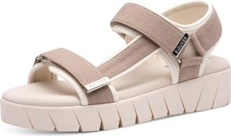 s.Oliver Damen Sandalen flach mit Klettverschluss Plateau, Braun (Taupe), 42 EU
