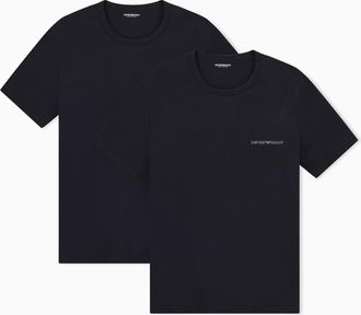 Emporio Armani Herren T-Shirt aus Reiner Baumwolle, Rundhalsausschnitt, Schwarz, XL, Normale Passform, 2er-Pack, Schwarz, XL