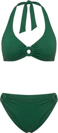 Fisico Femme, Maillots de bain, Vert, Taille: 42 FR Bikini en microfibre avec anneaux en macram&eacute;