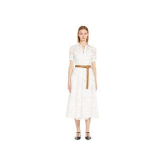 Max Mara Femme, Robes, Blanc, Taille: 36 FR Robe Polo en Dentelle