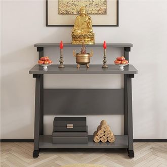 Generic Pooja-Tisch, moderner buddhistischer Altartisch f&uuml;r Meditation und Gebet, doppelst&ouml;ckiger Pooja-Schrank mit Stauraum f&uuml;r Wohnzimmer oder Hausaltar