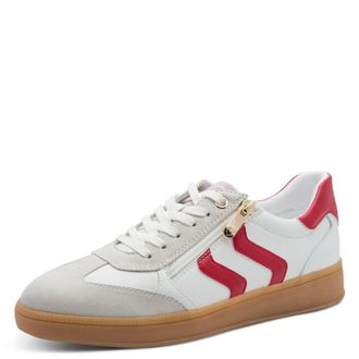 Marco Tozzi Marco Tozzi Damen Sneaker weiches Feel Me Wechselfu&szlig;bett weiches Innenfutter Vegan Modern, wei&szlig; (White/RED), 41 EU