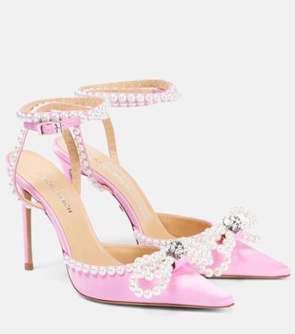 Mach & Mach Escarpins Double Bow 110 en satin de soie