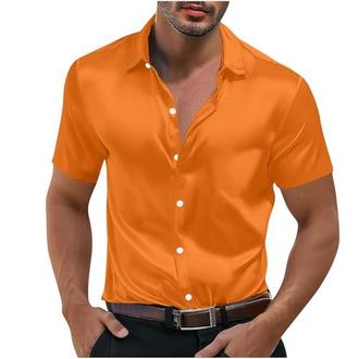 Generic Chemise &agrave; manches courtes pour homme - Chemise d&eacute;t&eacute; unie classique confortable et l&eacute;g&egrave;re - Col rabattu - Anti-plis - Respirante - D&eacute;contract&eacute;e - Bouto