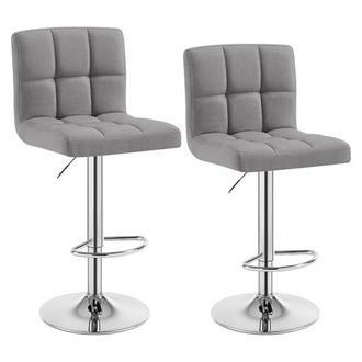 Woltu Tabouret de Bar en Lin,Tabouret pivotant réglable,Gris Clair