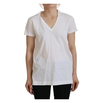 Dolce & Gabbana Wei&szlig;e Baumwoll-Top-Bluse mit V-Ausschnitt - - Tops - Damen - Wei&szlig; - M