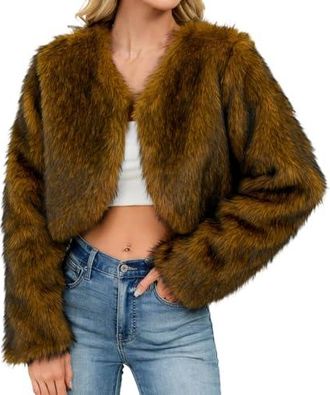 Generic Vestes dhiver 2026 luxueuses pour femmes, manteau synth&eacute;tique pour une &eacute;l&eacute;gante veste thermique doubl&eacute;e avec coupe ajust&eacute;e, v&ecirc;tements dext&eacute;rieur confo