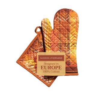 Maison d'Hermine Maison dHermine Ofenhandschuh(19cm x 33cm) & Topflappen(20cm x 20cm) K&uuml;chenhandschuh aus 100% Baumwolle Topflappen, hitzebest&auml;ndig f&uuml;r Bankett, Thanks