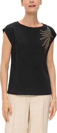 s.Oliver Shirt aus Interlock-Jersey mit Schmuckperlen