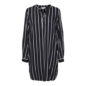 Kaffe Gestreiftes Hemdkleid Schwarz/Kreidestreifen - - Dresses - Damen - Schwarzk - L