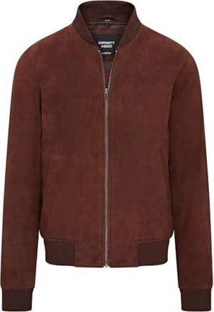 Infinity Leather Blouson aviateur universitaire MA-1 en daim de chèvre doux marron pour homme