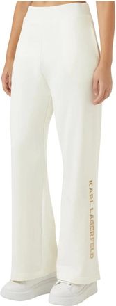Karl Lagerfeld Femme, Pantalons, Blanc, Taille: 42 FR Wide-Leg Pantalons de surv&ecirc;tement